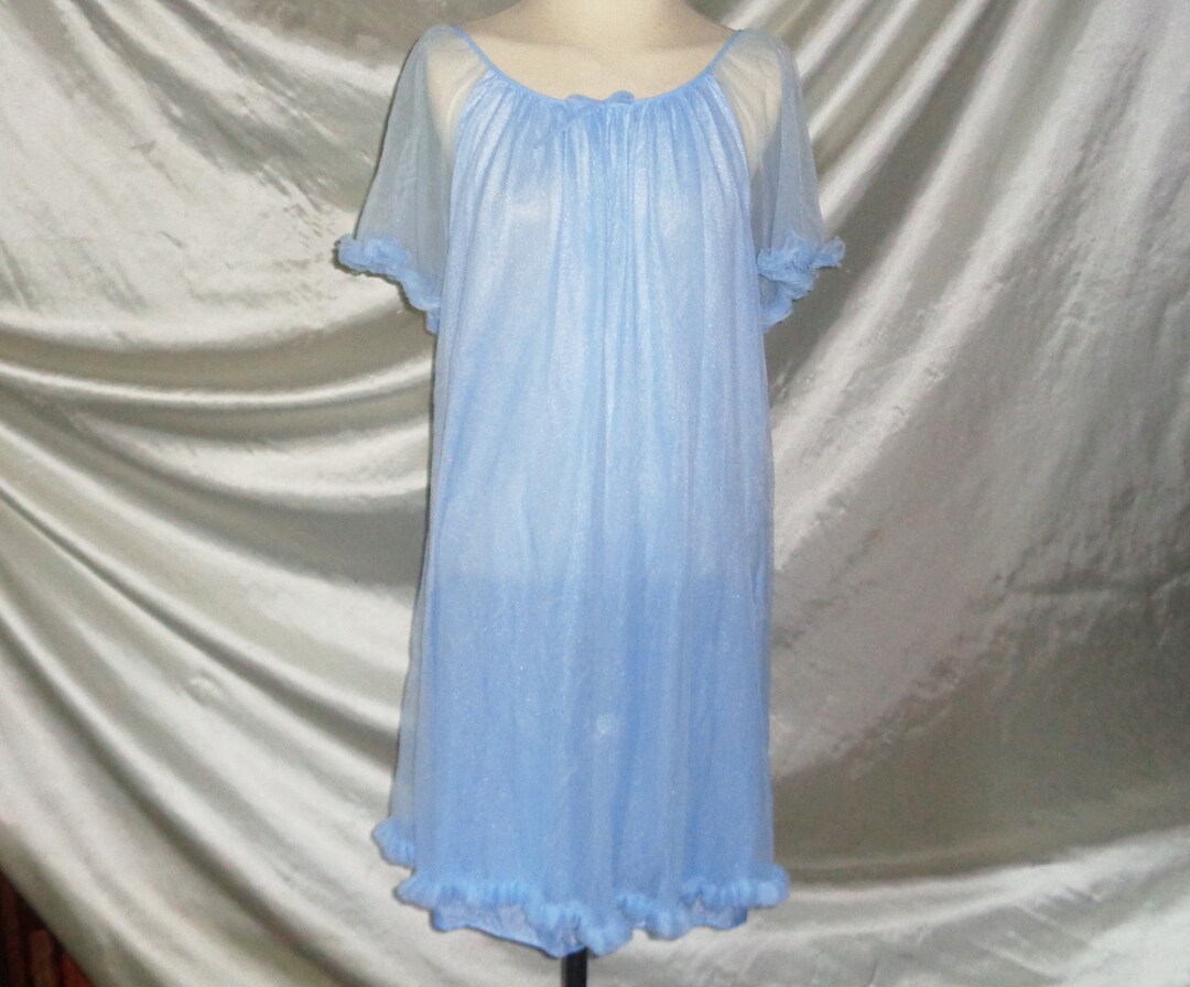 NEGLIGEE / PEIGNOIR Night Gown Vintage Dara Jane New York Layered Blue ...