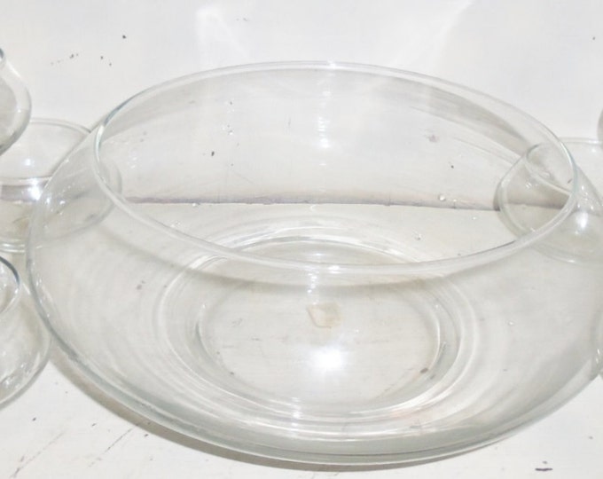 9pc Riekes Crisa Hand Blown Large Serving Bowl & Sherbet Cups - Etsy