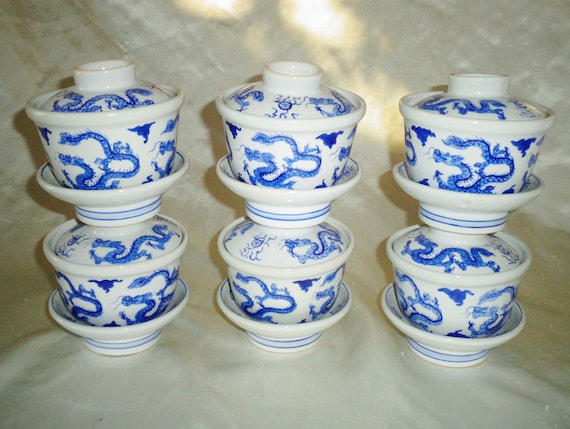 Blue Dragon Ceramic Dragonware 6 Tea Set With 6 of Each - Etsy