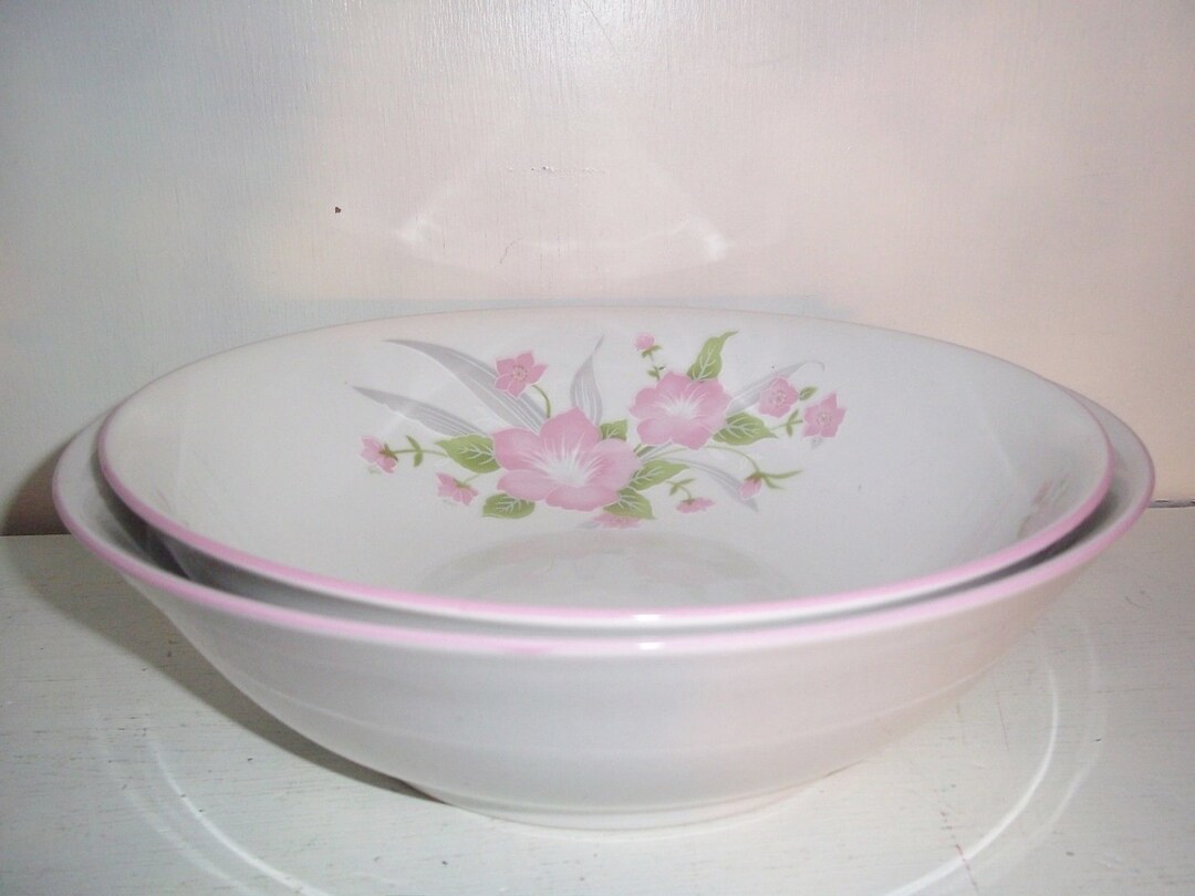 4 EPIAG II Pink Flower Pattern Large 9 Inch Veggie Serving Bowls Made ...