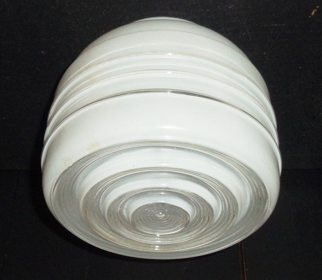 Bullseye Skyscraper Glass Light Fixture Cover 6x6inch Vintage Mid ...