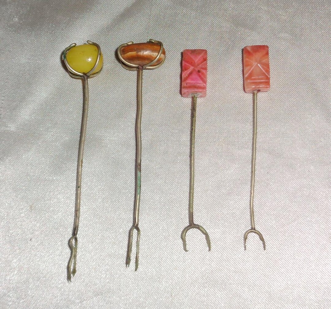 4 Vintage Tiki & Stone Fruit Cocktail Forks Hor D'oeuvre Picks - Etsy