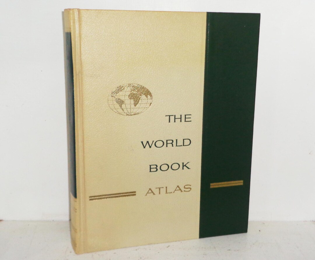 1970 World Book Atlas - 392pg Tan/ Green Oversized Hardcover Book ~ 14 ...