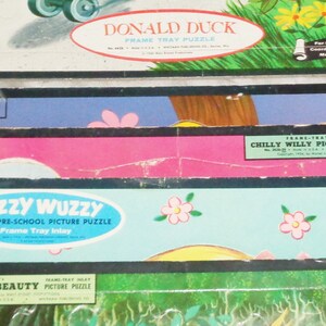 Whitman Disney Frame Tray Puzzles Donald Duck Sleeping Beauty Fuzzy ...