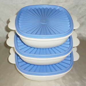 Tupperware Servalier Mixing Graduated Bowl SET White Bowls & Blue ...