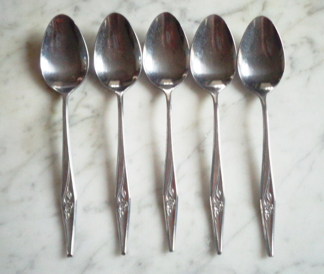 Creative Manor Spritely Rose Stainless 6 1/8 Inch Set of 5 Teaspoons - Etsy