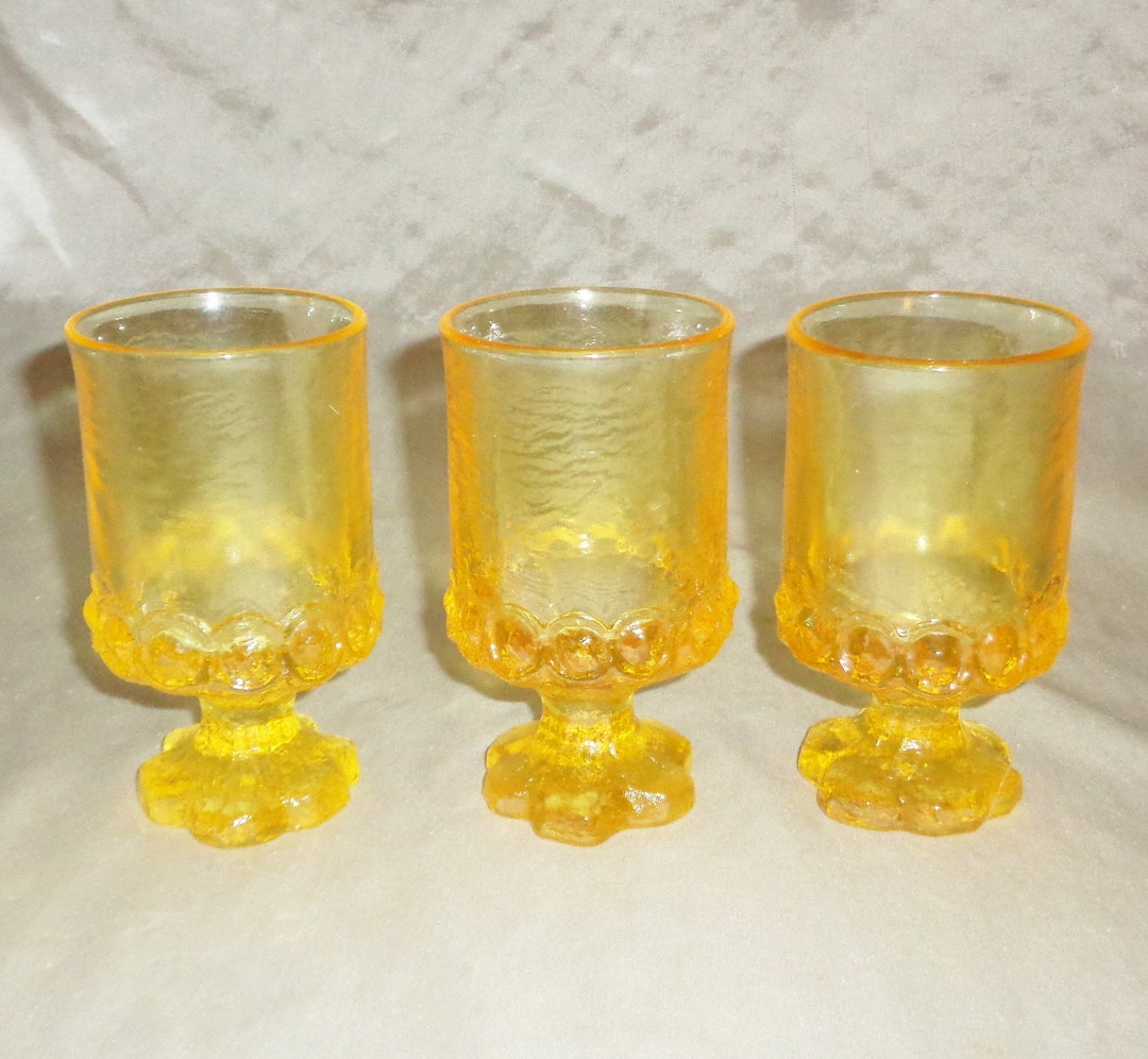 Tiffin Franciscan Madeira Cornsilk Yellow Glass Goblets Set of 3 ...