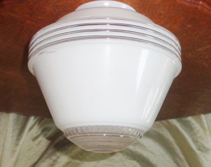 White & Clear Tear Drop Ribbed 8x8in Glass Light Fixture Cover ~large ...