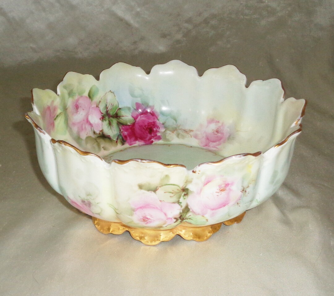 Antique R C Malmaison Bavaria Floral Scalloped/ Ruffled Rim Centerpiece ...