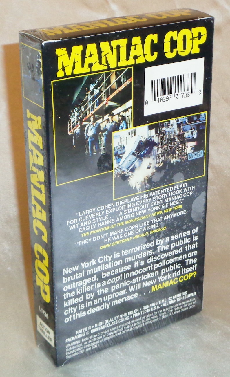 FACTORY SEALED Maniac Cop VHS 1990 Tom Atkins - Etsy