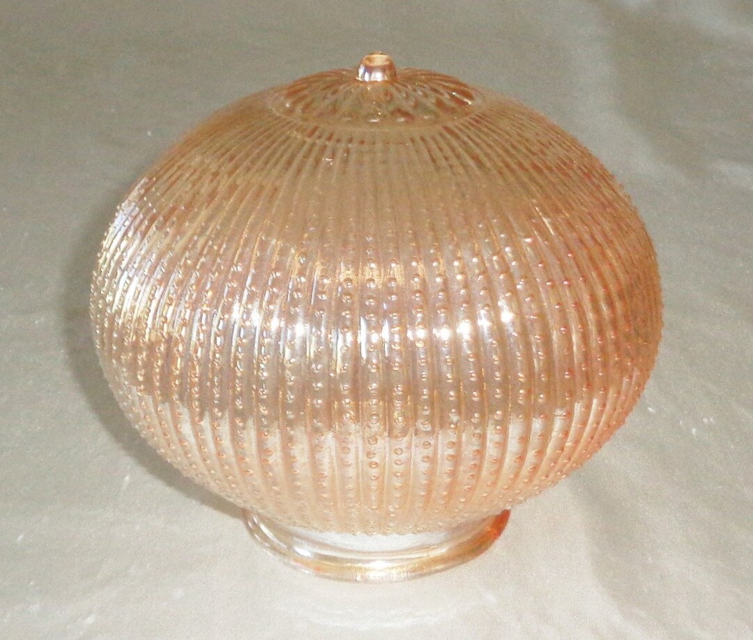Iridescent Orange Ribbed Glass Replacement Ball Orb Globe Light Cover ...