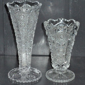 4 Hobstar Pinwheel Star Pattern Bud Vases - 3 Signed Imperial - Etsy