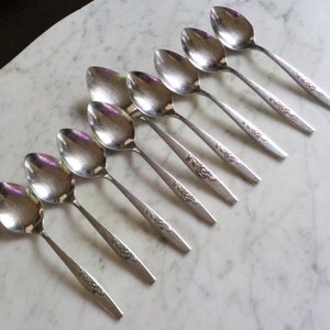 SSS Oneida Our Rose Stainless Set of 8 Table Soup Spoons & 1 Serving ...