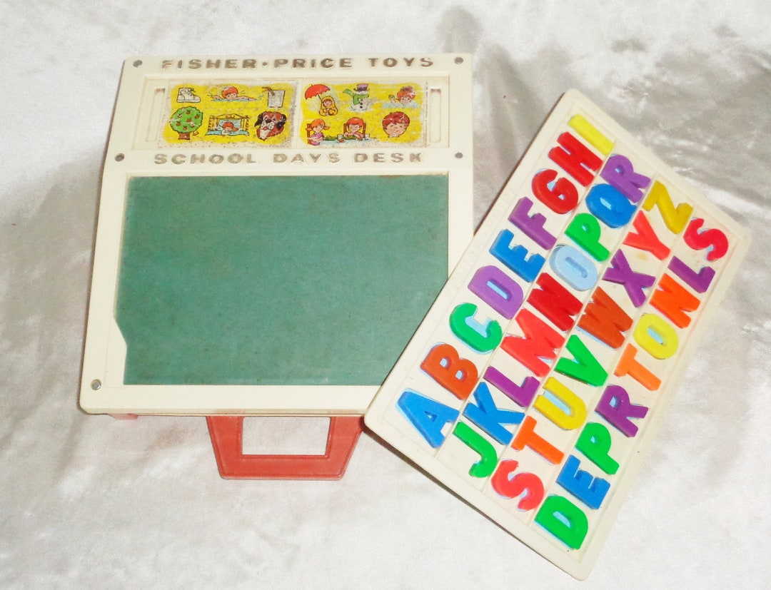 1972 Vintage Fisher Price School Desk #176 With Letters, Cards ...