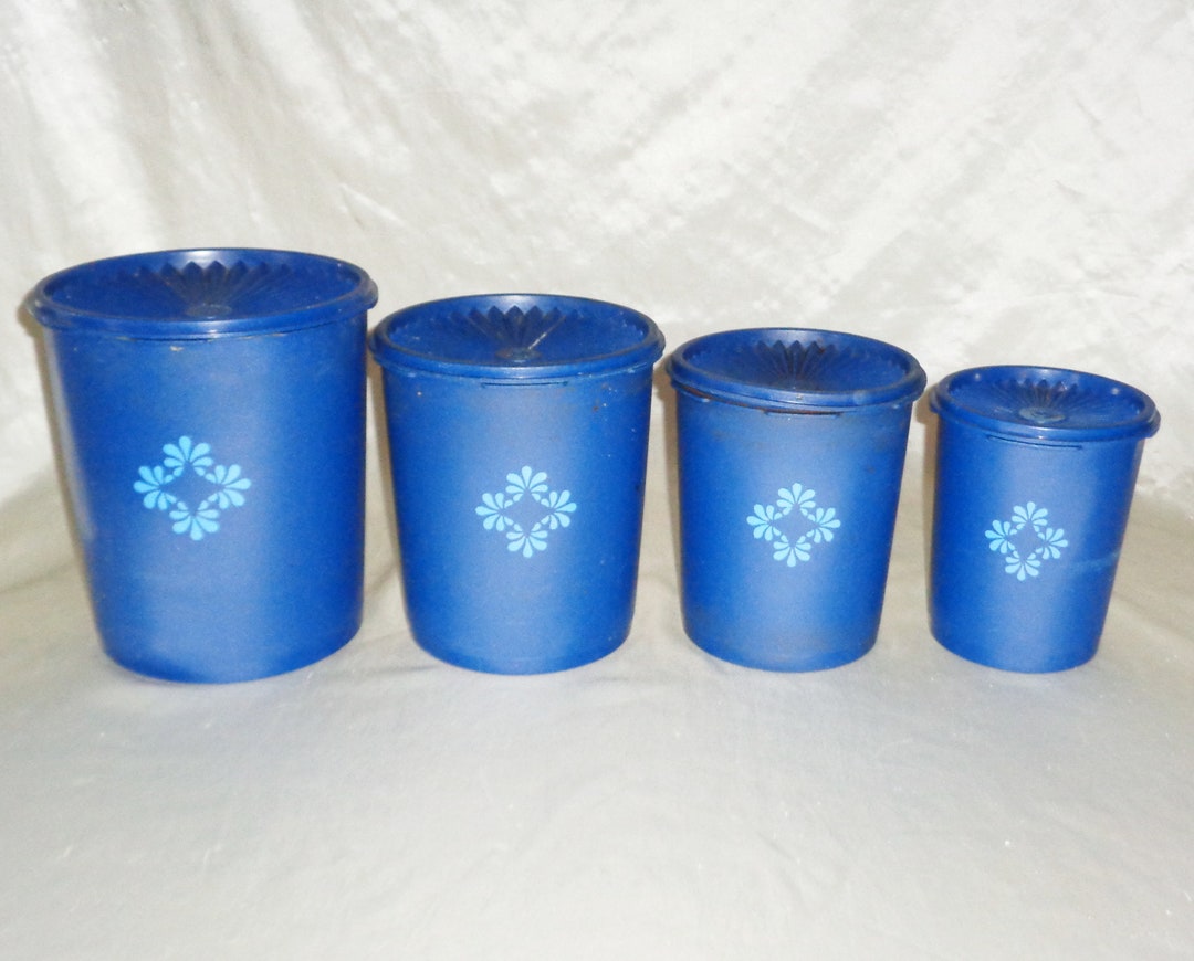 8pc Retro Vintage Tupperware Harvest Servalier Royal Blue Blueberry ...