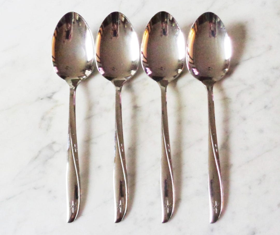 Twin Star Oneida Community Stainless 8 1/4 Inch Set of 4 Serving Spoons ...