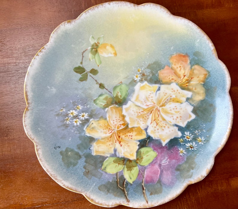 Large Antique Limoges LDBC Flambeau Hand Painted Plate, Artist Signed ...