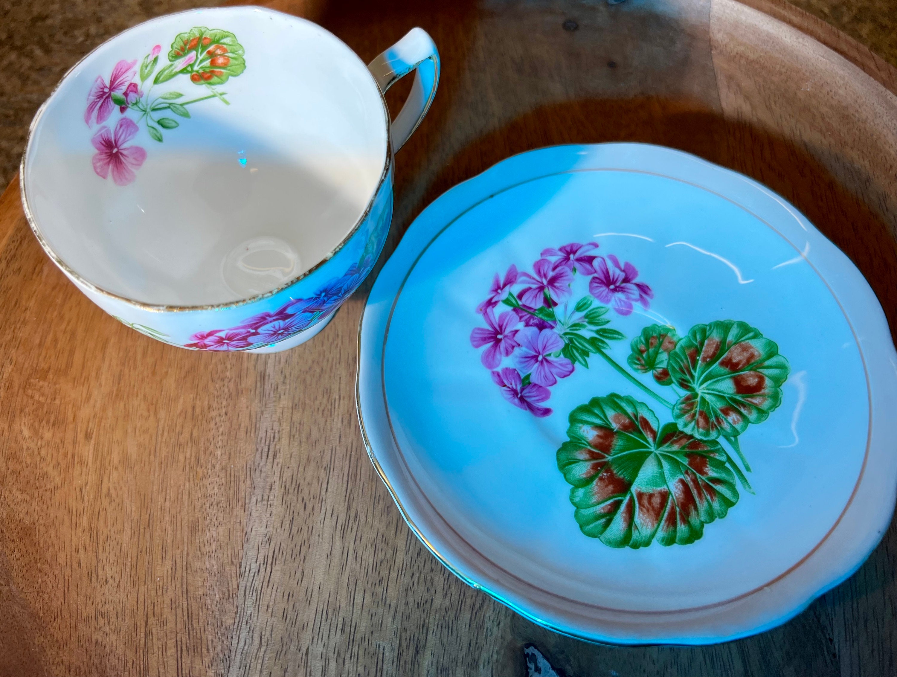 Rare Colclough Bone China Geranium Tea Cup and Saucer, Made in England ...