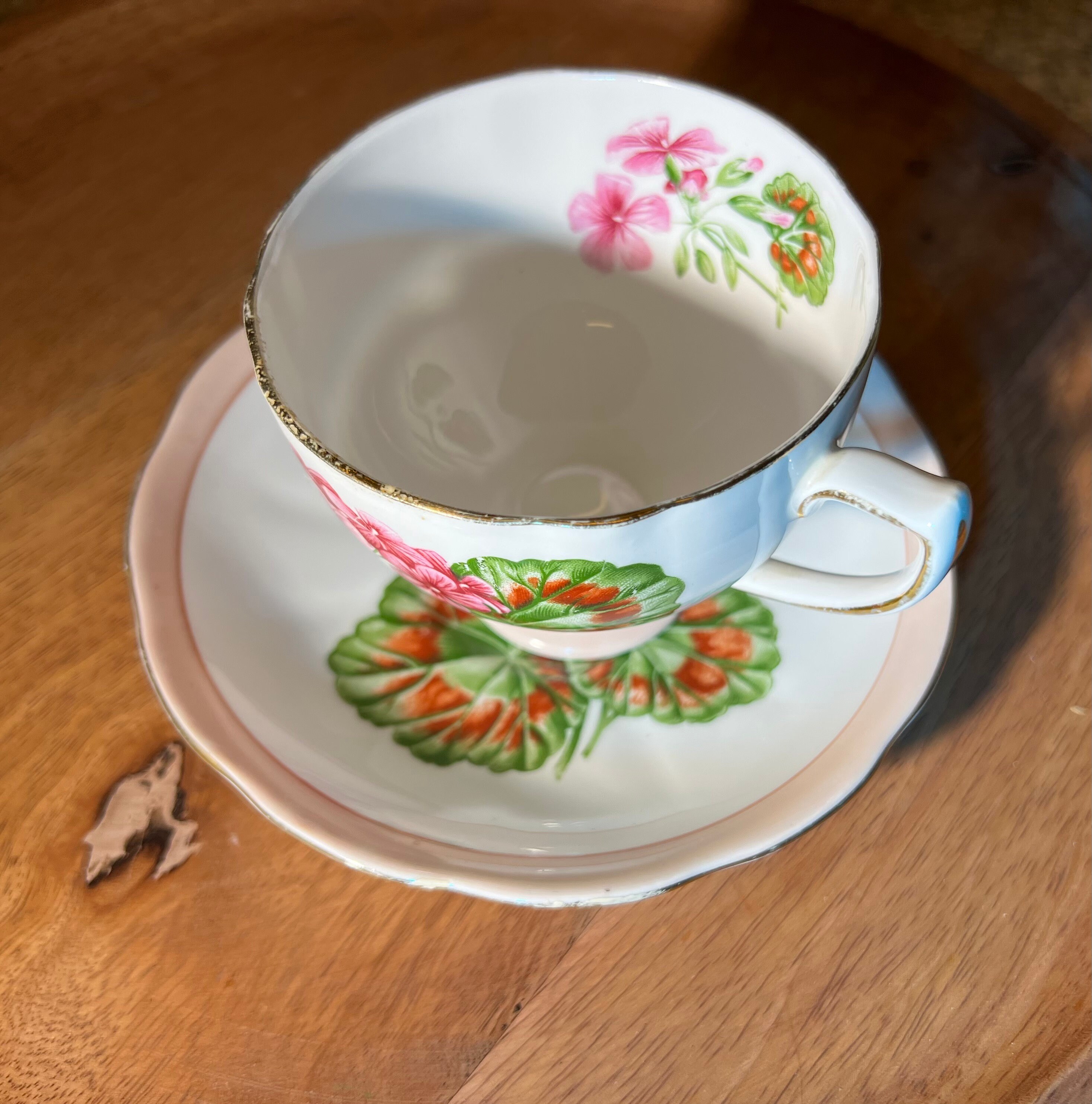 Rare Colclough Bone China Geranium Tea Cup and Saucer, Made in England ...