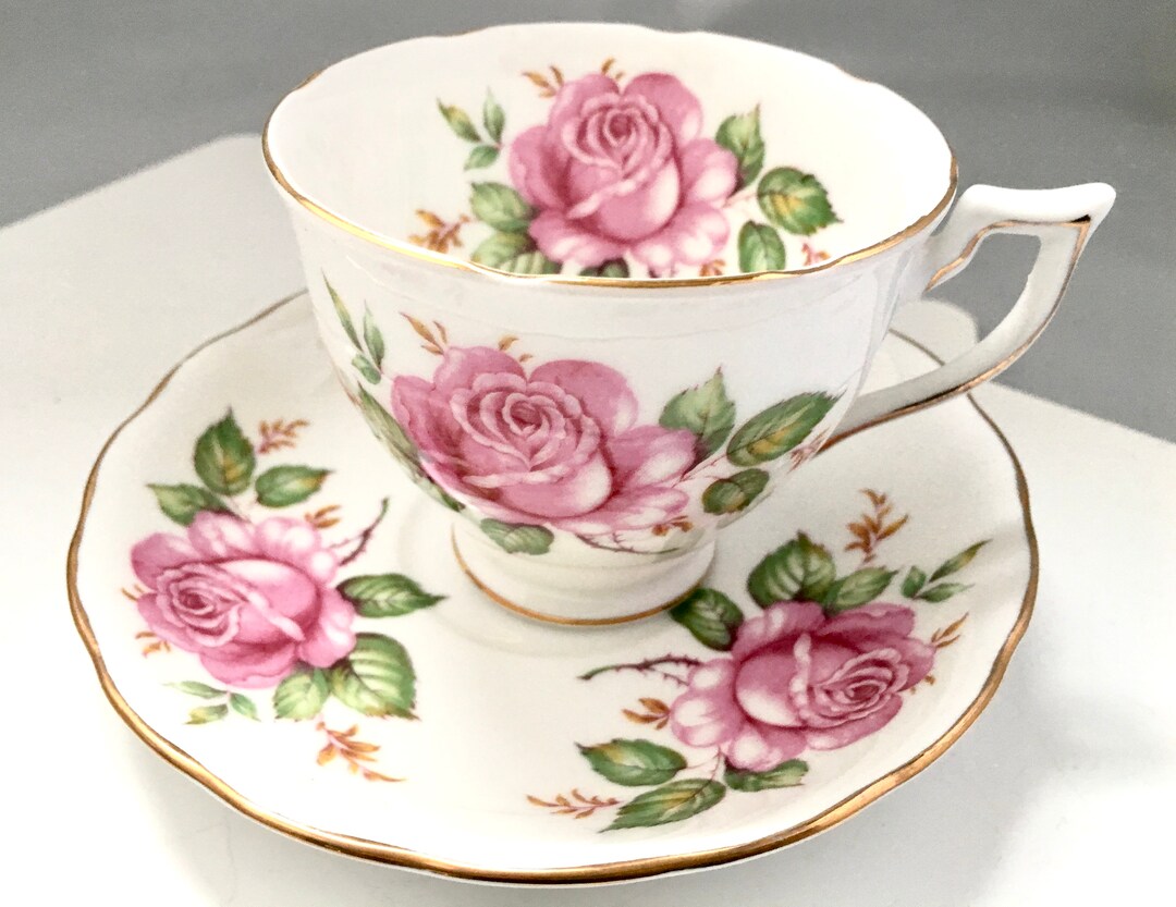 Vintage Melba Bone China Cabbage Pink Rose With Thorns, Made in England ...