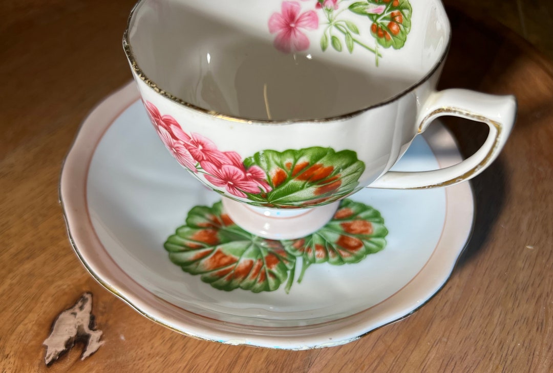 Rare Colclough Bone China Geranium Tea Cup and Saucer, Made in England ...