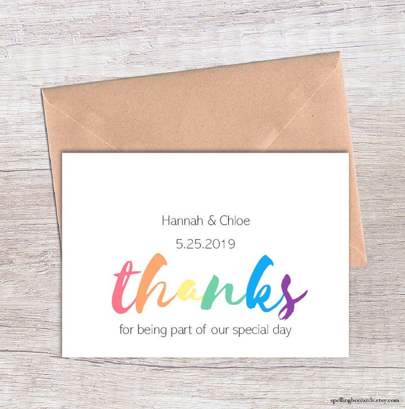 Rainbow Wedding Thank You Cards Lgbtq Gay Lesbian Etsy