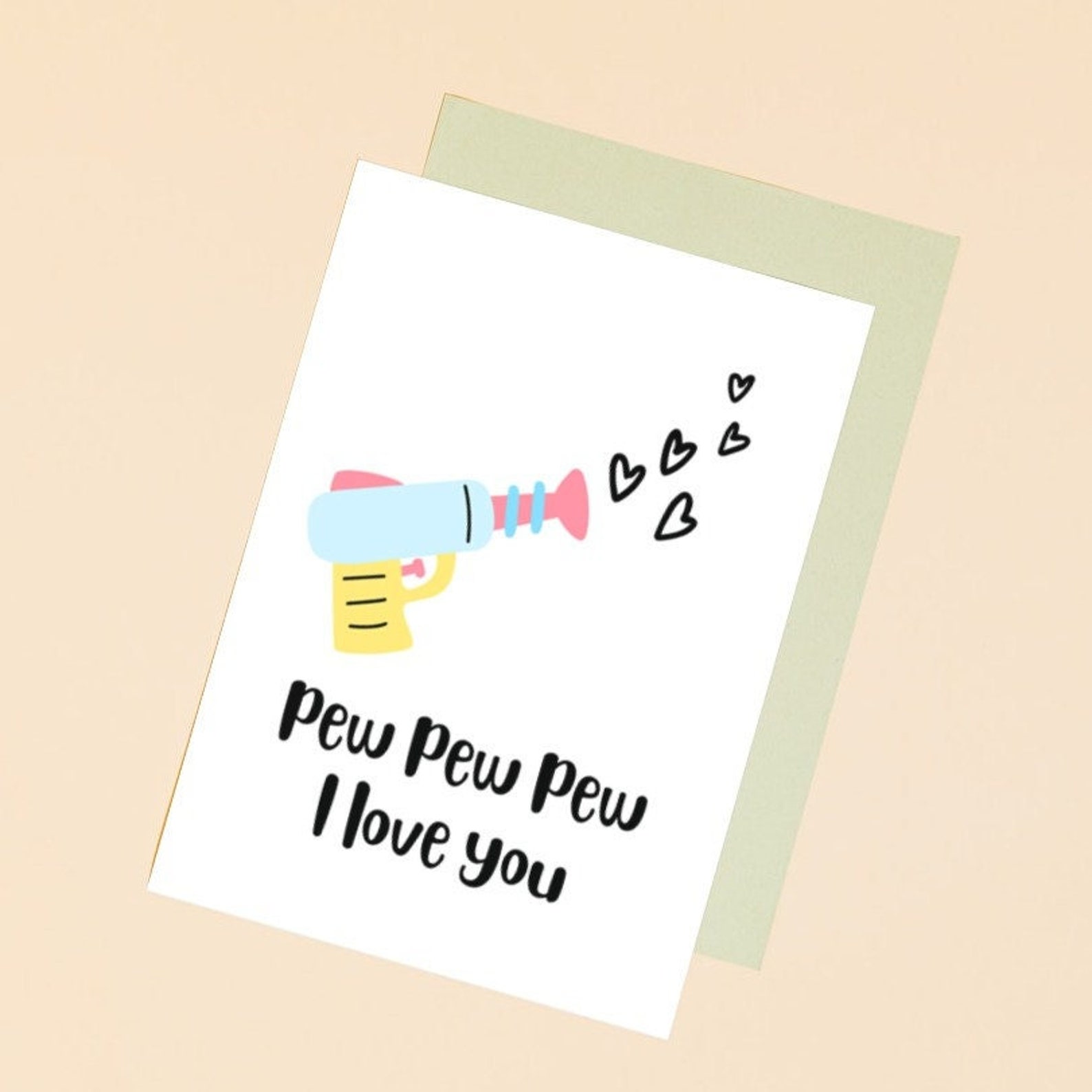 Pew Pew Pew I Love You Greeting Card for Boyfriend, Girlfriend, Husband ...