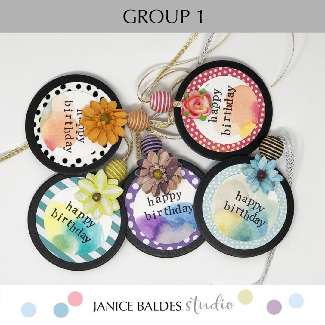 Cute Round Gift Tags Happy Birthday Pack of 6 Unique - Etsy