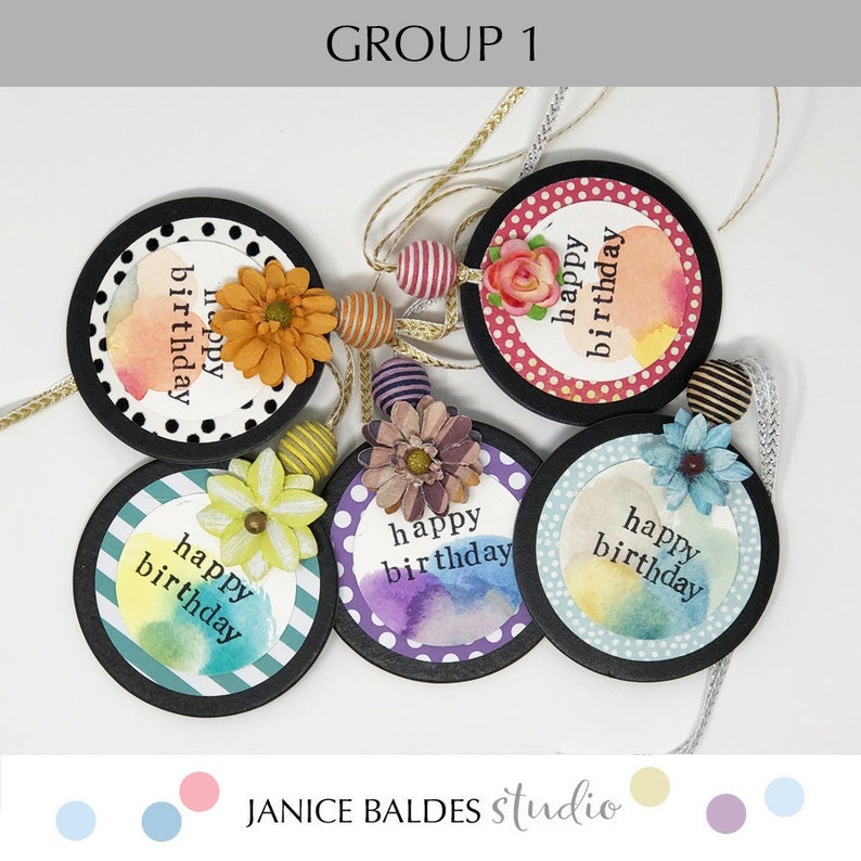 Cute Round Gift Tags Happy Birthday Pack of 6 Unique - Etsy