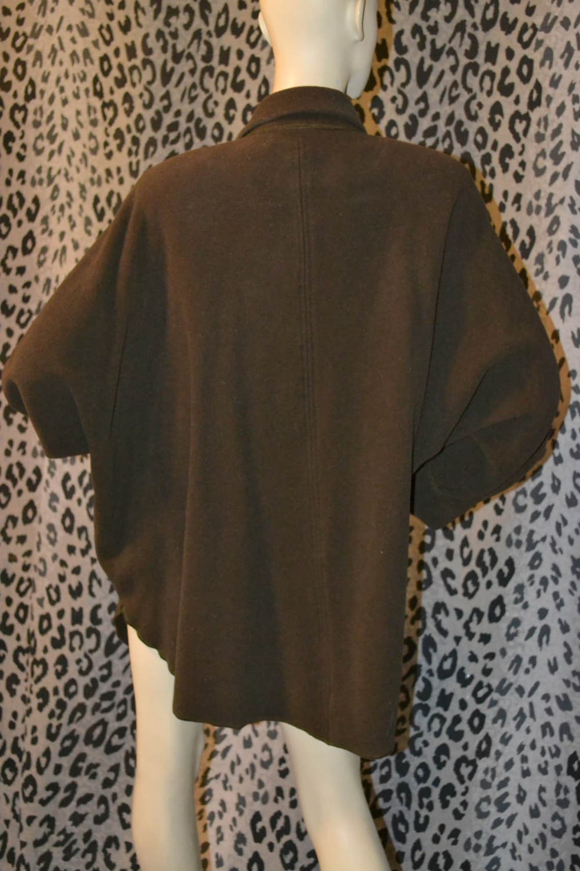 80's MERLE Wool Cape Jacket Swing Coat Olive Tailored M/L | Etsy