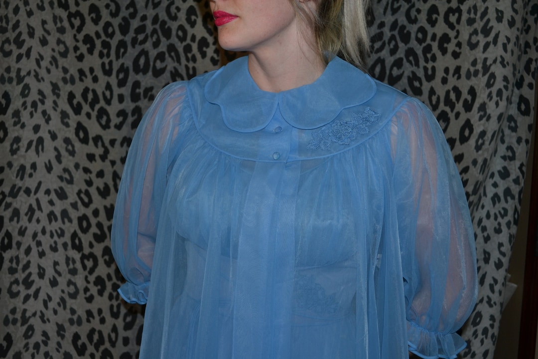 Shadowline Peignoir Set Nightgown Dress Dressing Gown Nylon Pajamas ...