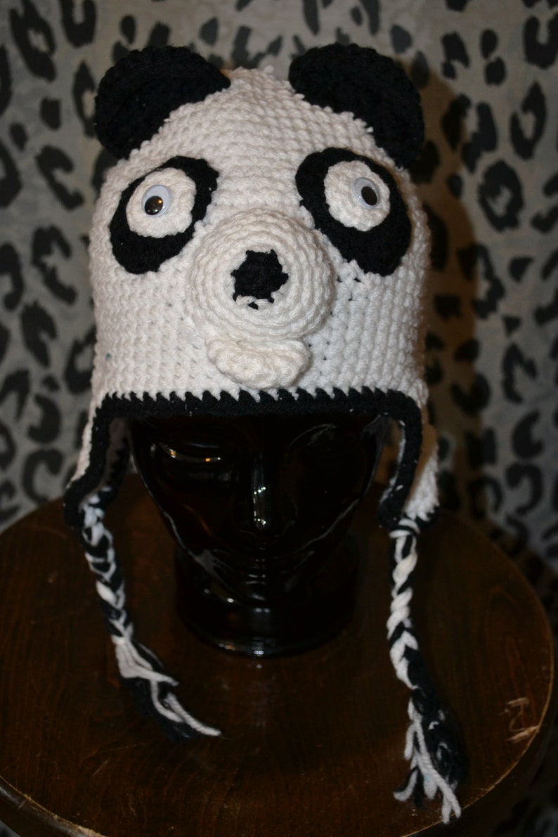 Vintage 90's Handmade PANDA BEAR Hat Toboggan Nordic Inuit Eskimo Cap ...
