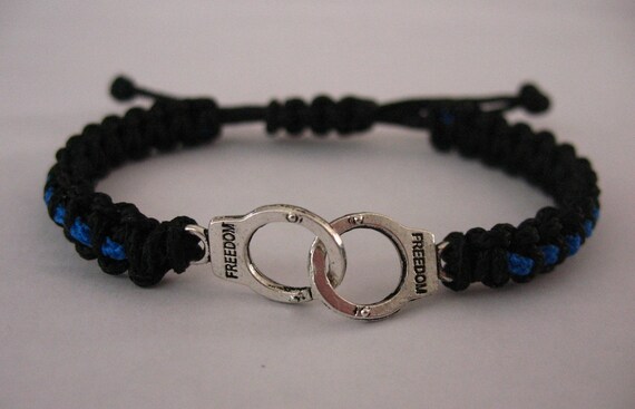 Handcuffs Adjustable Thin Blue Line Bracelet | Etsy