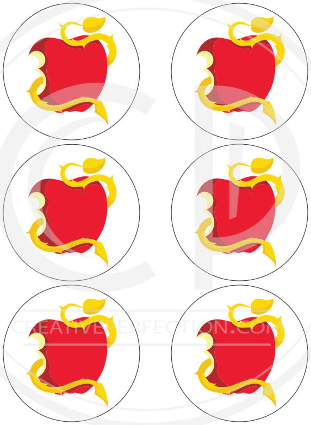 Descendants Apple (round 3.5) 6 to a Page - Etsy Australia