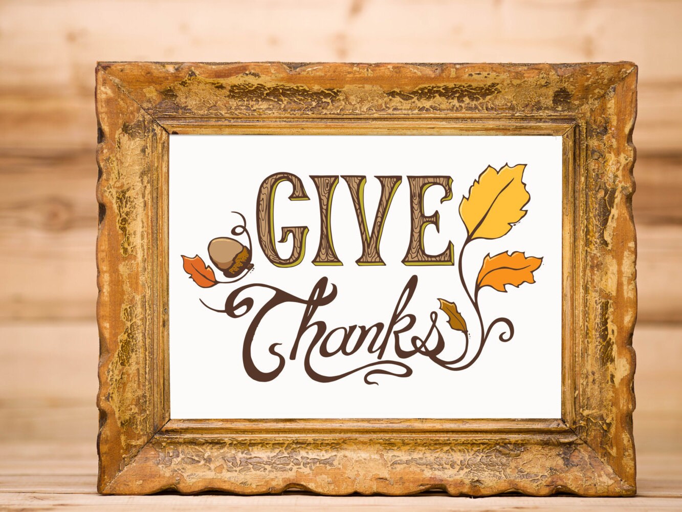 Thanksgiving Printable Decor, Thanksgiving Art Wall Art, Give Thanks ...