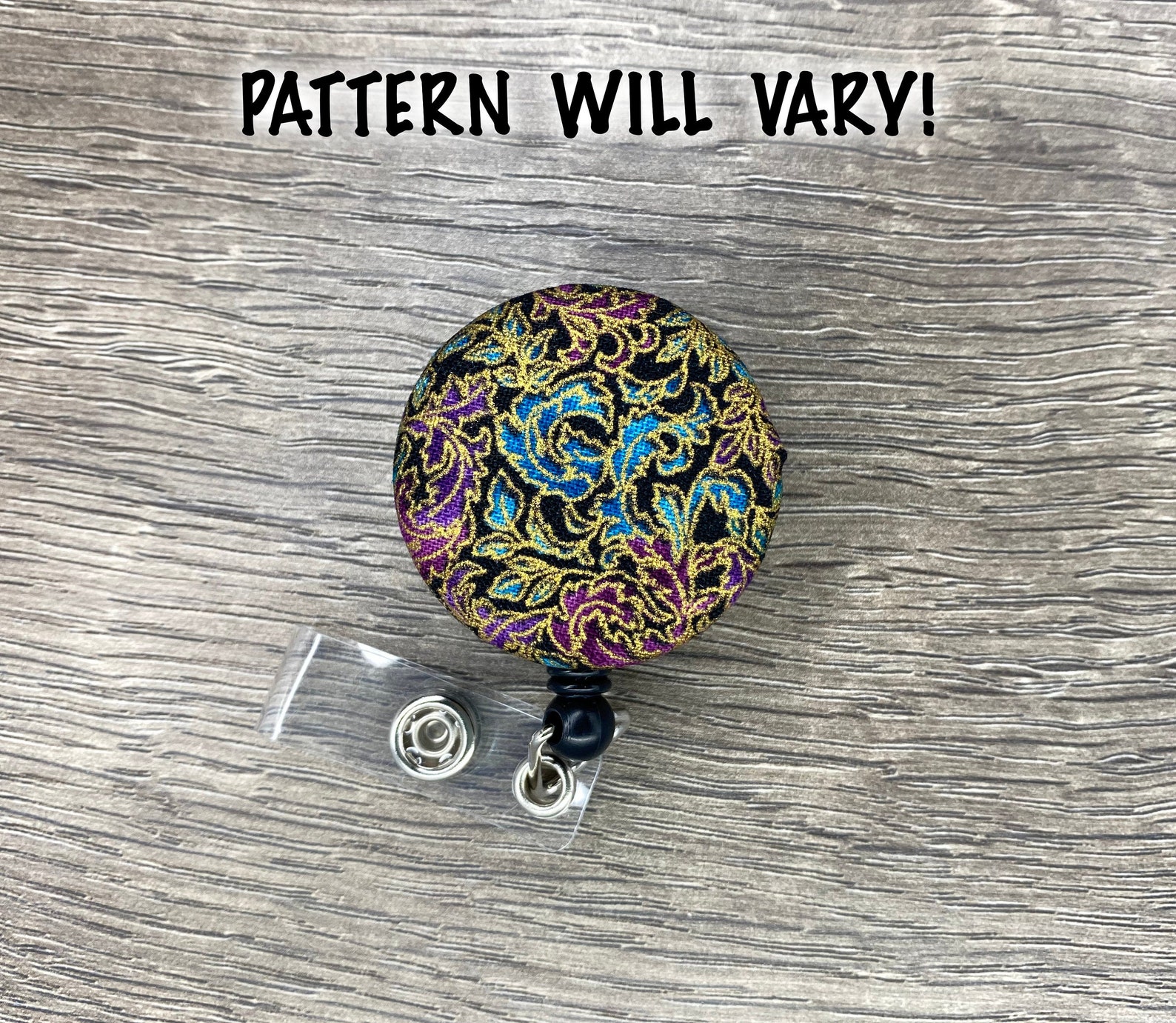 Retractable Badge Holder Fabric Covered Button Floral Etsy retractable-badge-holder-fabric-covered-button-floral-etsy