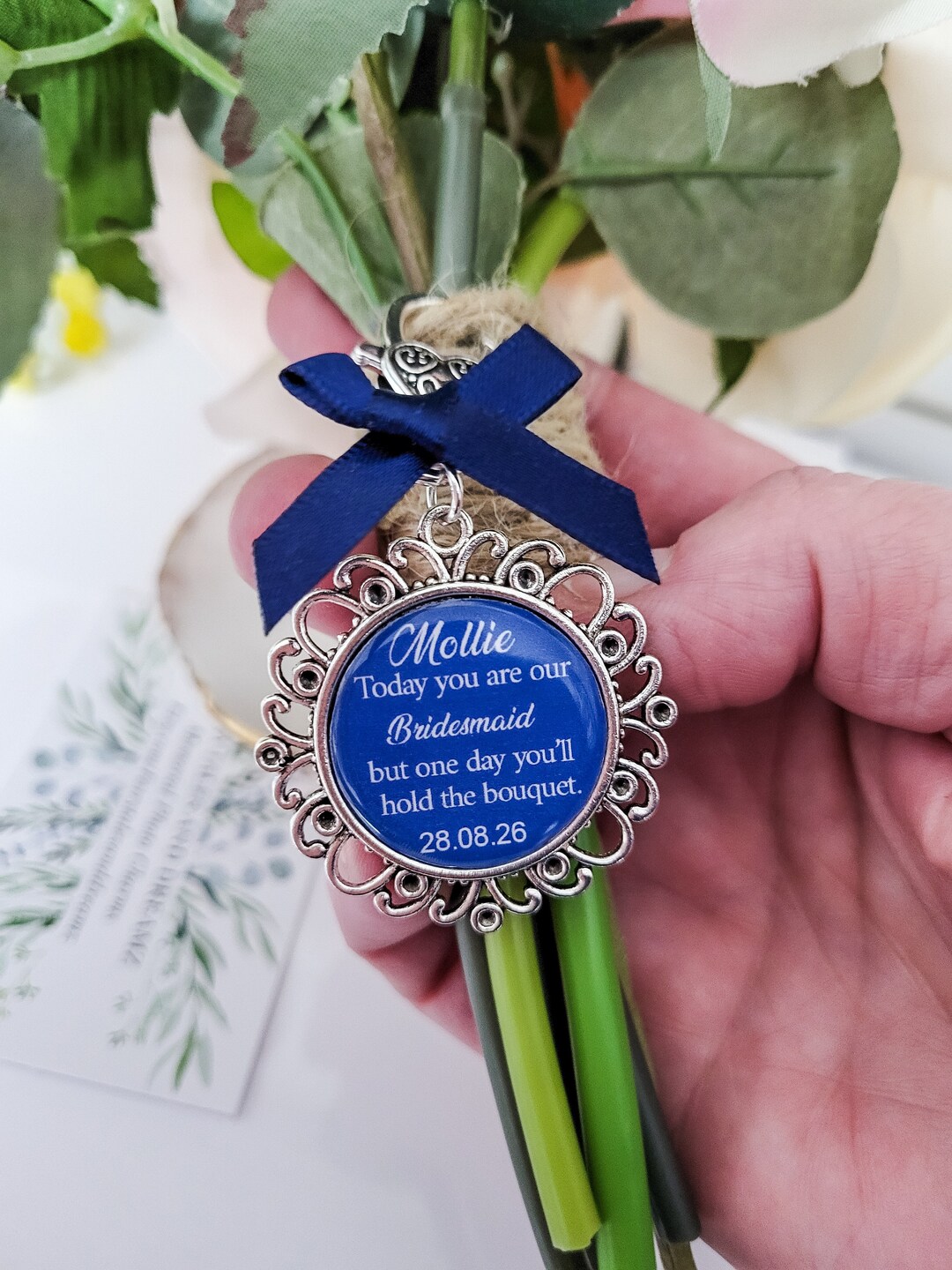 Bridesmaids Charm, Personalised Memory Keepsake Gift, Something Blue ...
