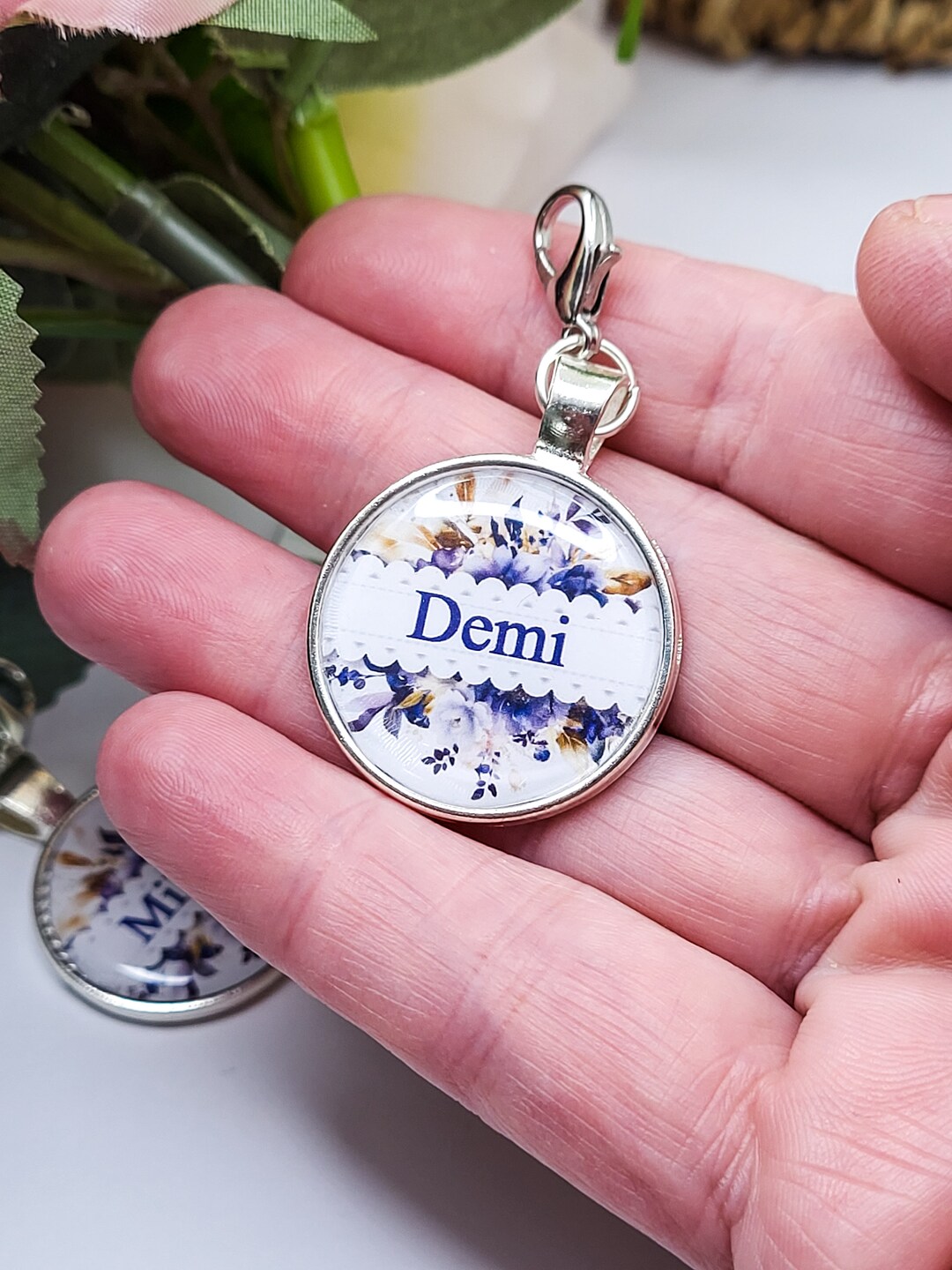Bridesmaids Personalised Gift Charms, Thank You Gift, Elegant Blue ...