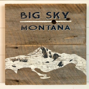 Montana Art, Yellowstone Park, Big Sky Resort, Barnwood Sign, Salvaged ...