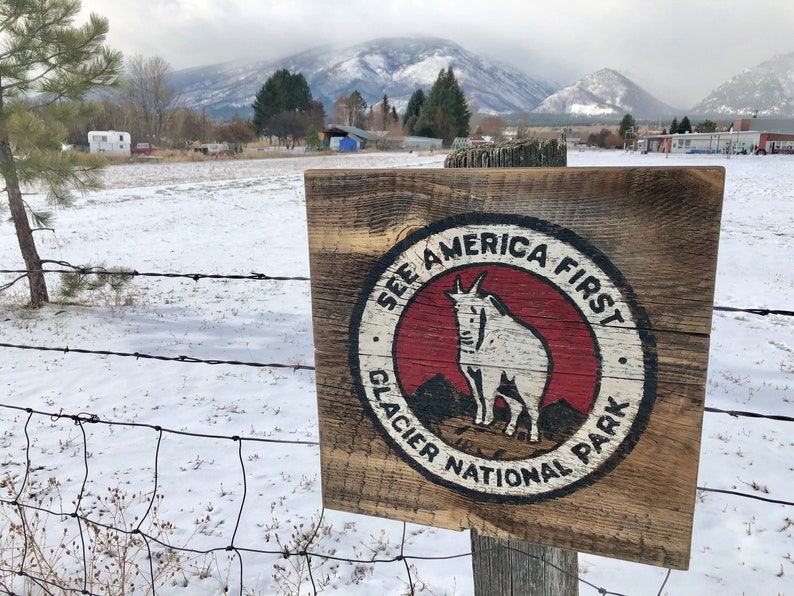See America First Glacier Park Montana Barnwood Sign Old - Etsy
