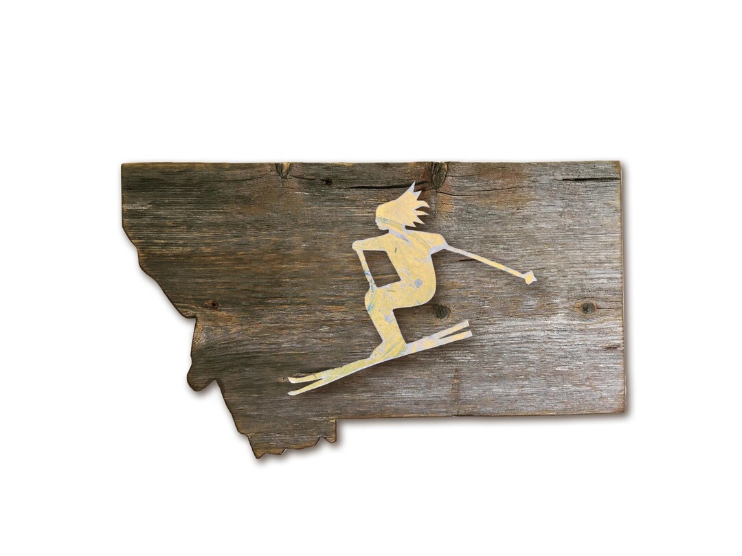 Montana Skiing Wall Art, Reclaimed Wood Wall Art, Quality Custom Made ...