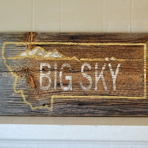 Montana Art, Montana Map, Montana License Plate, Big Sky, Barnwood Sign ...