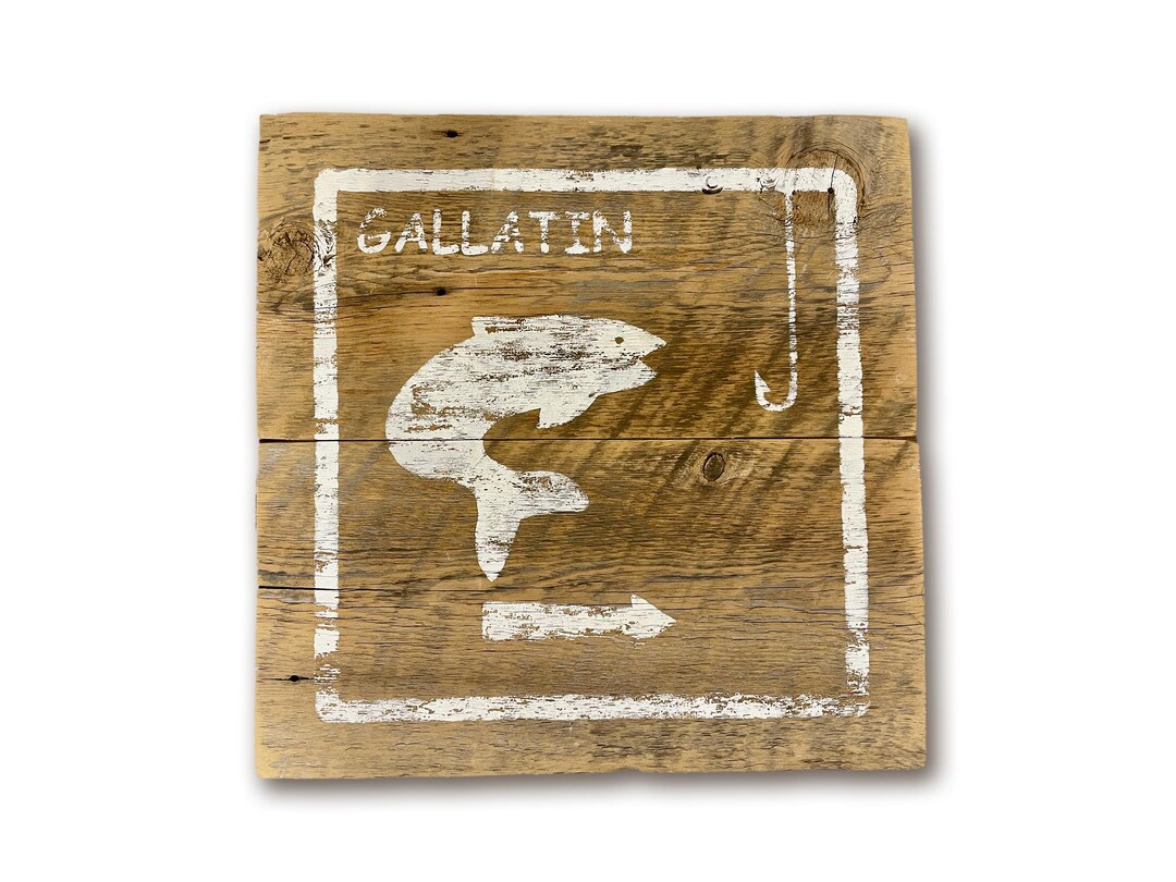 Gallatin River Fishing Access Sign: Handmade Barnwood Wall Art - Etsy