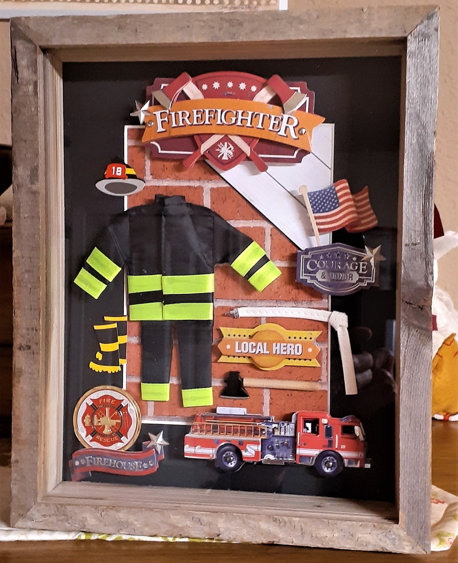 Local Hero Firefighter Shadowbox - Etsy