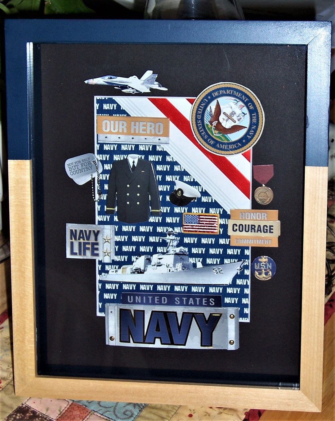 Navy Proud Shadowbox - Etsy