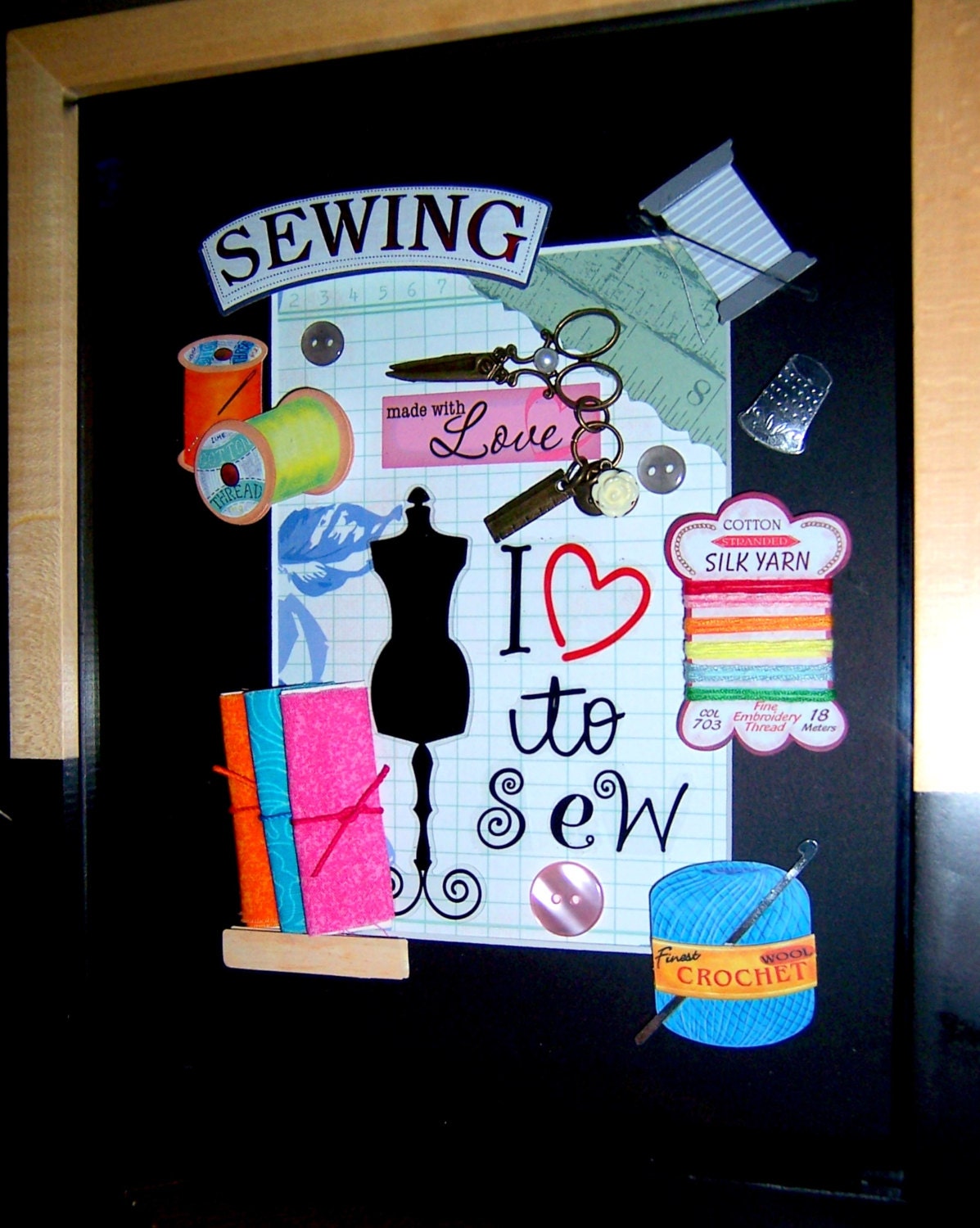 I LOVE to SEW Sewing Shadowbox - Etsy