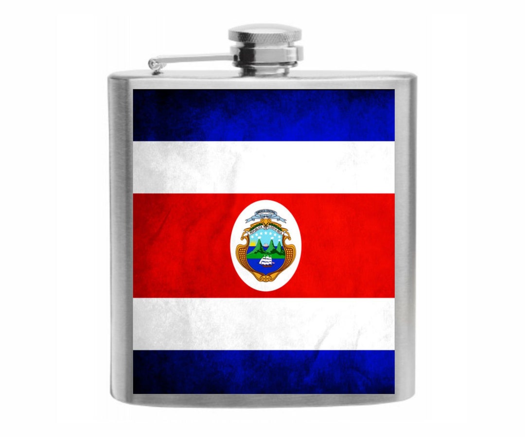 Costa Rica Flag Stainless Steel Hip Flask 6oz Gift, Hip Flask, Costa ...
