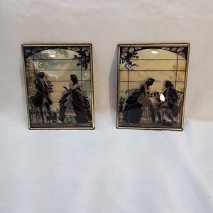 Vintage Reverse Painted Silhouette Pictures Colonial Romantic Theme. - Etsy