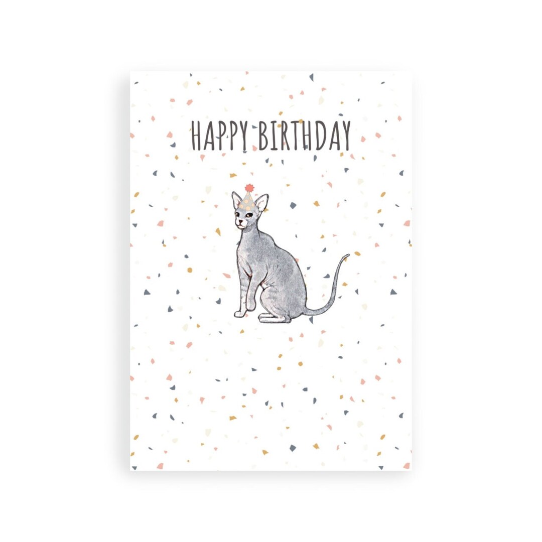 Sphynx Cat Birthday Card // Sphynx Cat - Etsy