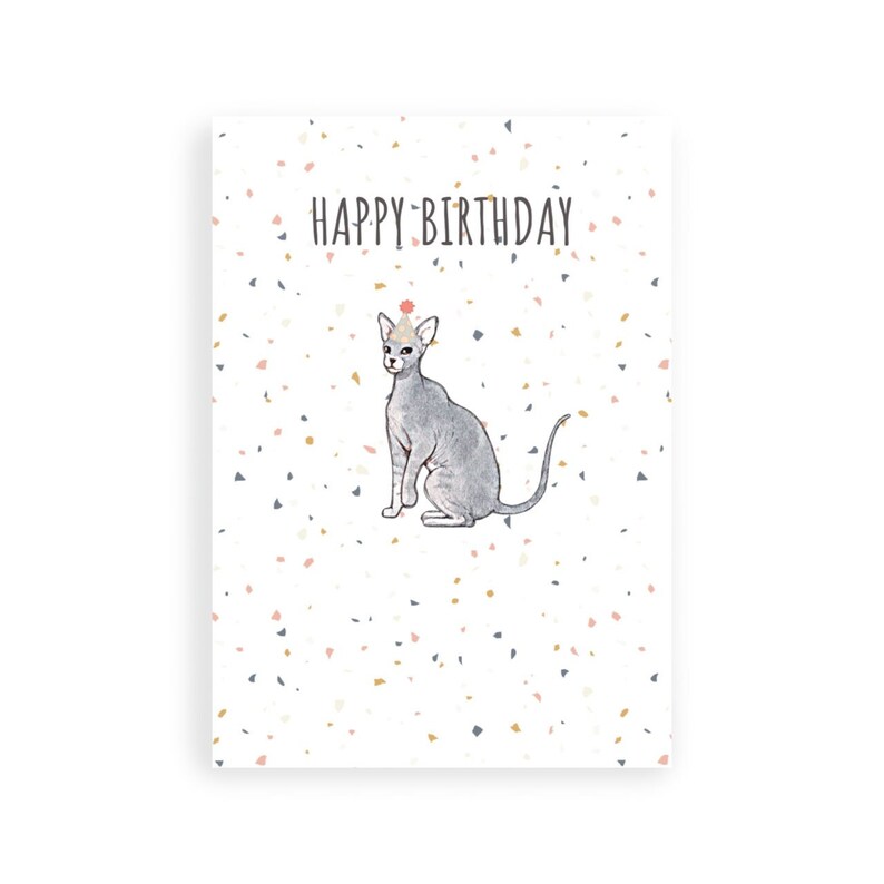 Sphynx Cat Birthday Card // Sphynx Cat - Etsy